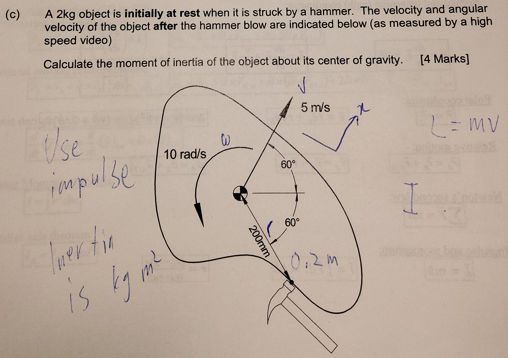 Solved A 2kg object is initially at rest when it is struck | Chegg.com