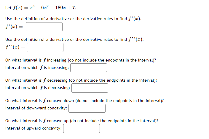 Solved Given the function g(x) = 80% +60x² + 96x, find the | Chegg.com