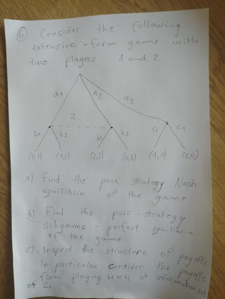 (6) Consider the following extensive -form game with | Chegg.com