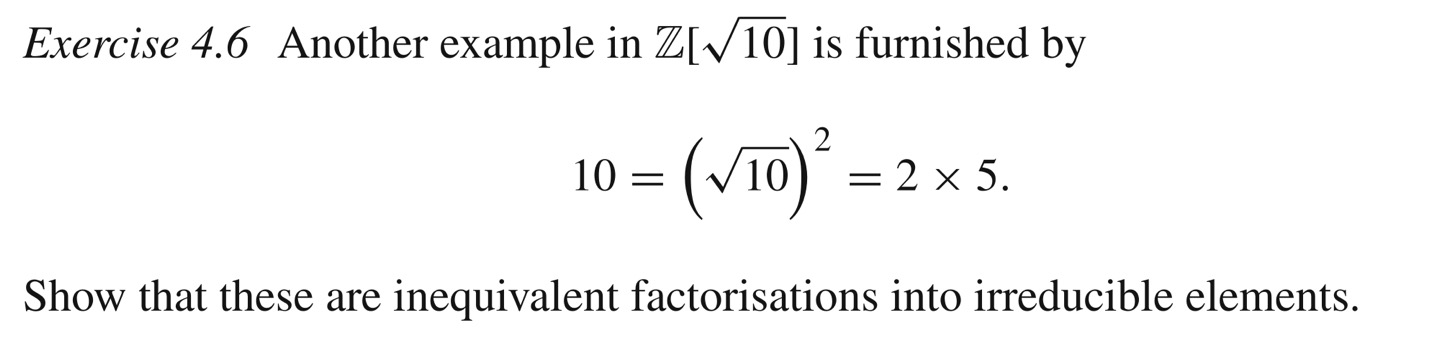 Solved Exercise 4.6 Another example in Z[10] is furnished by | Chegg.com