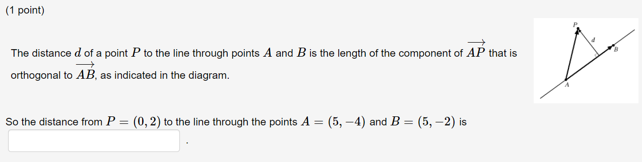 Solved The distance d of a point P to the line through | Chegg.com