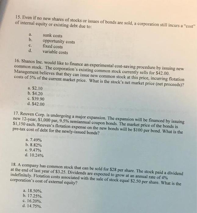 Solved 15. Even if no new shares of stocks or issues of | Chegg.com