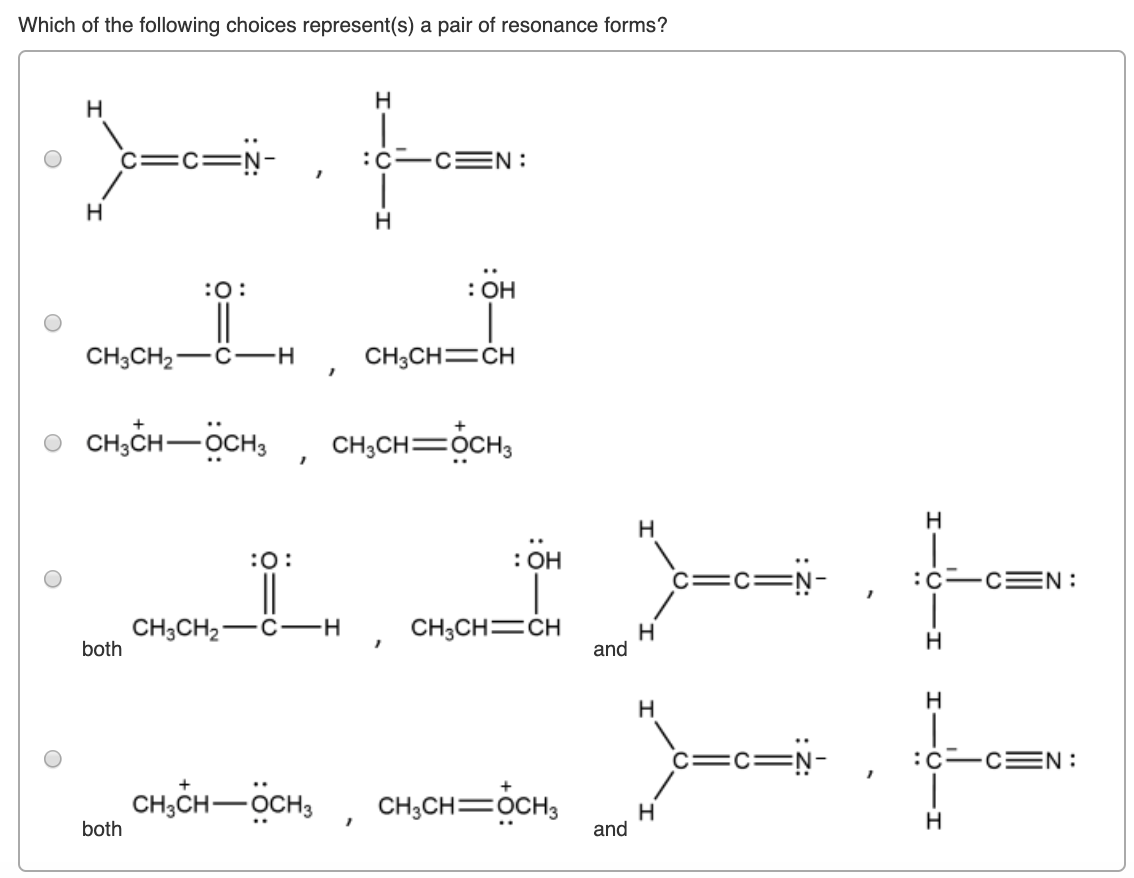 Solved Which of the following choices represent(s) a pair of | Chegg.com
