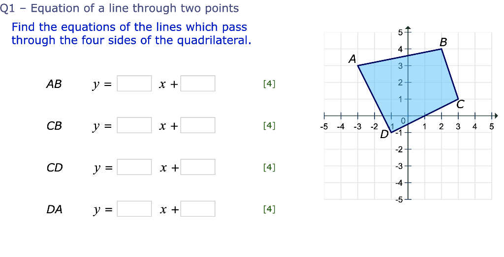 Solved Q1 - Equation of a line through two points Find the | Chegg.com