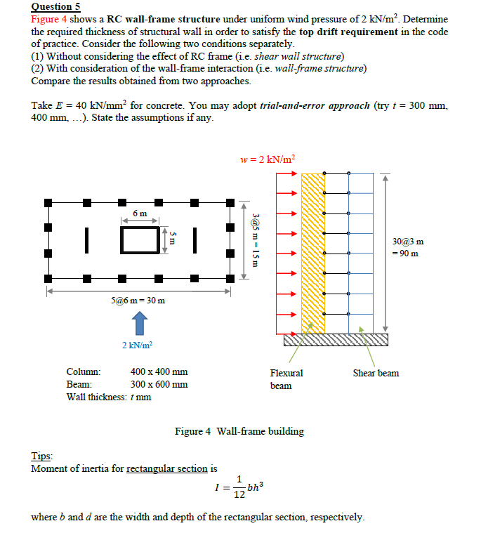 Question 5 Figure 4 shows a RC wall-frame structure | Chegg.com