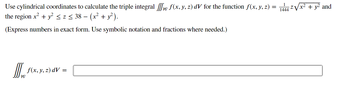Solved Find the volume of the region lying above the cone | Chegg.com