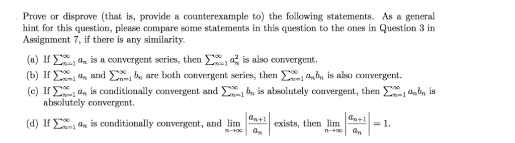 Solved Prove or disprove (that is, provide a counterexample | Chegg.com