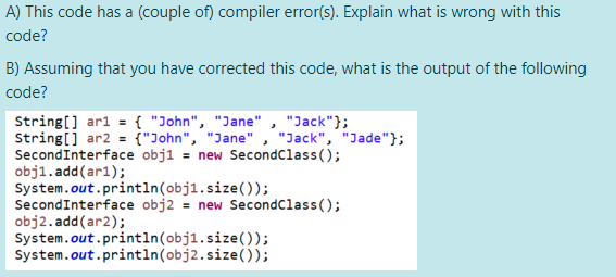 Solved An interface and a class that implements the | Chegg.com