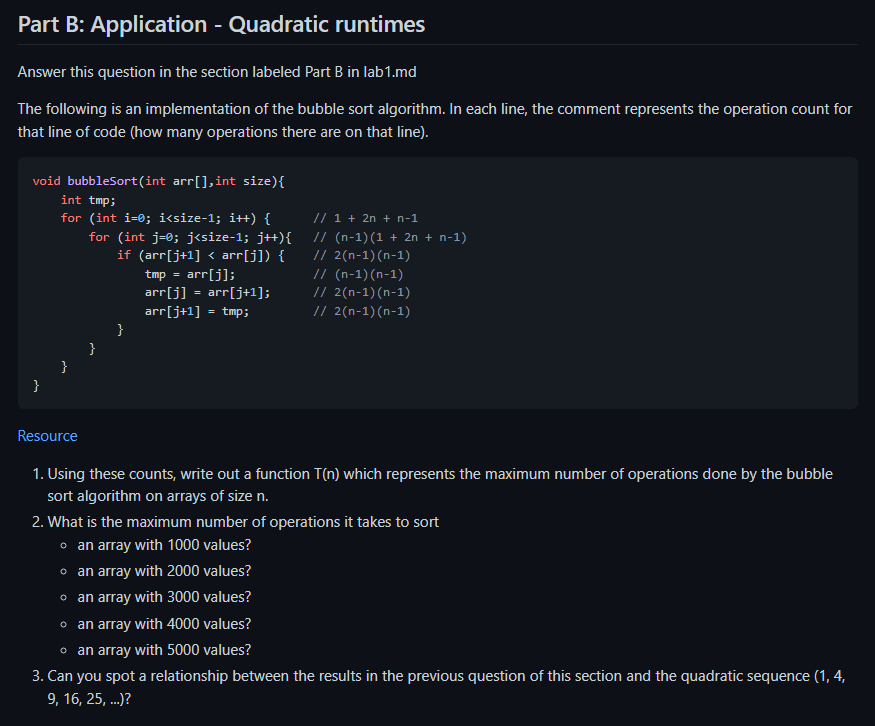 Solved Part B: Application - Quadratic runtimes Answer this | Chegg.com