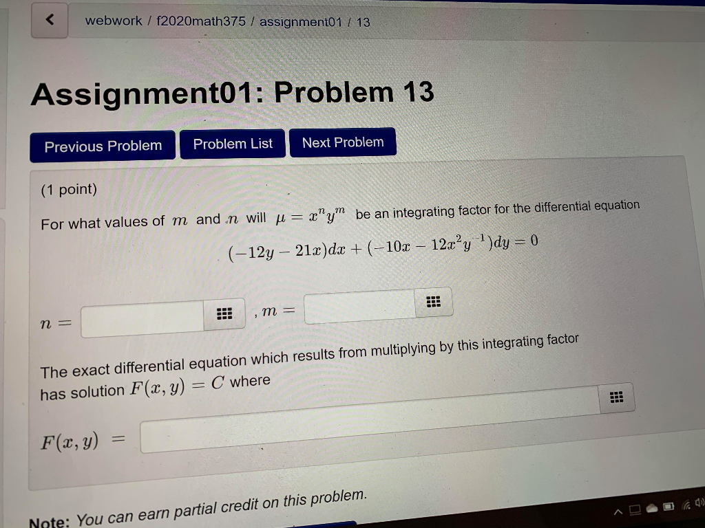 Solved webwork/f2020math375 / assignment01 / 13 | Chegg.com