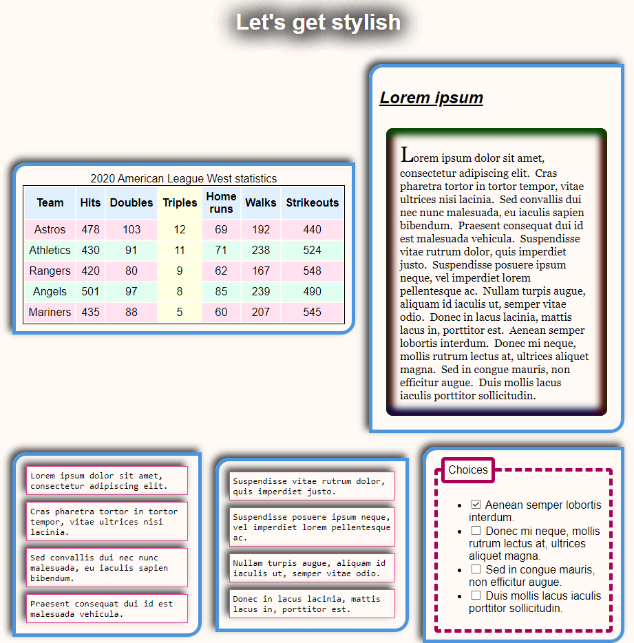 Solved can anyone tell me the CSS code to get my page to | Chegg.com