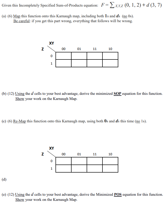 Solved Given this Incompletely Specified Sum-of-Products | Chegg.com