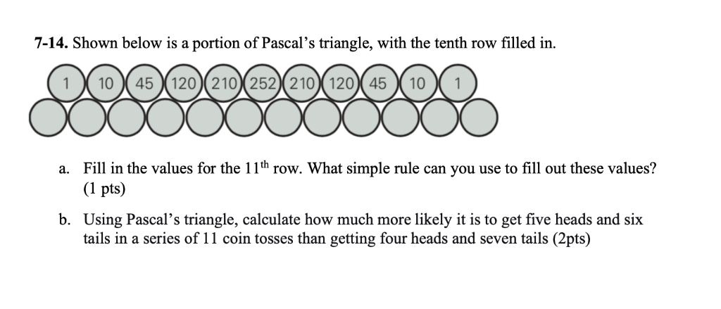 Solved 7-14. Shown below is a portion of Pascal's triangle, | Chegg.com