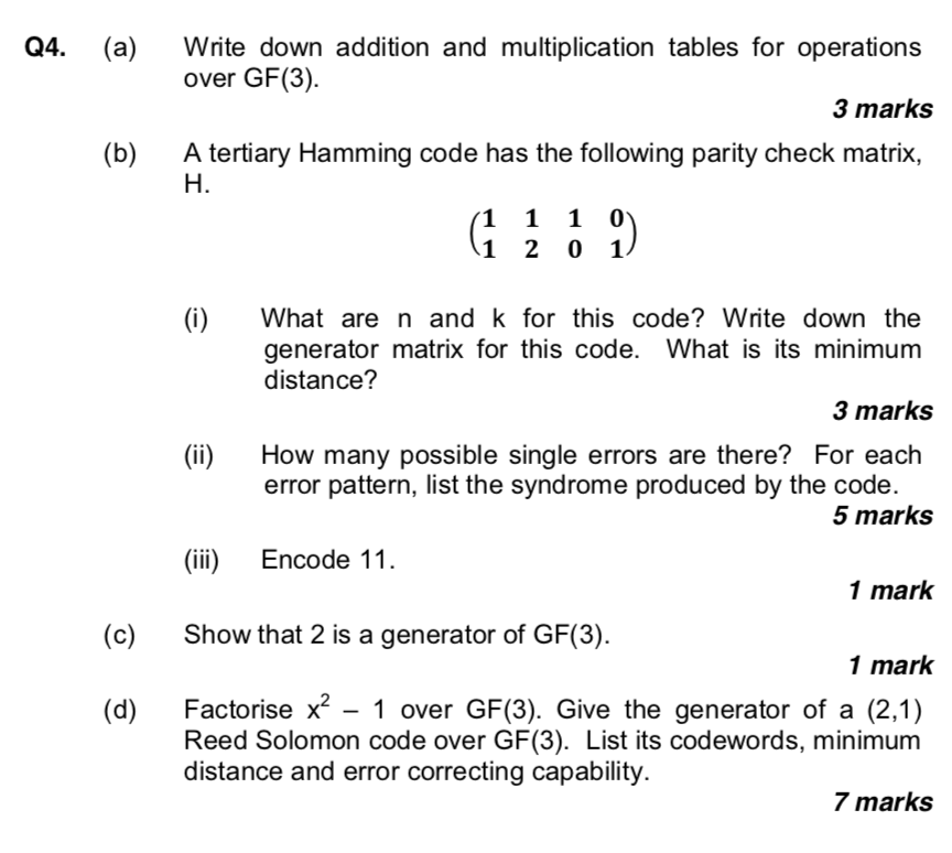 Q4. (a) Write down addition and multiplication tables | Chegg.com