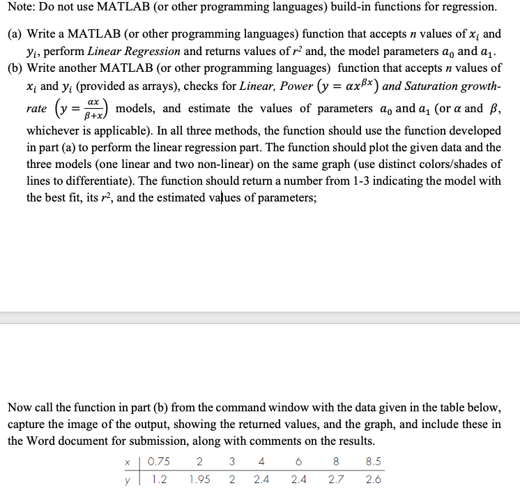 Note: Do not use MATLAB (or other programming | Chegg.com