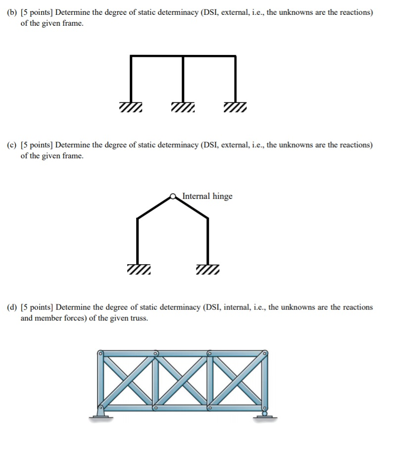 Solved (b) (5 points] Determine the degree of static | Chegg.com