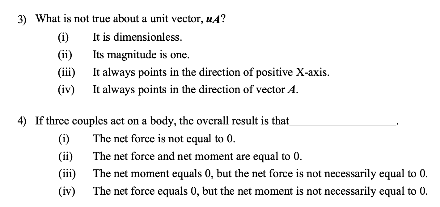 Solved 1) For a static's problem, your calculations show the | Chegg.com