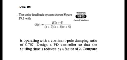 Solved Problem (4) The unity feedback system shown Figure | Chegg.com