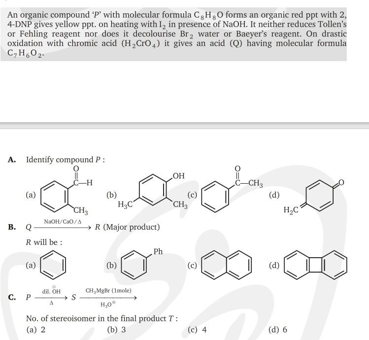 Solved An organic compound ' P ' with molecular formula | Chegg.com