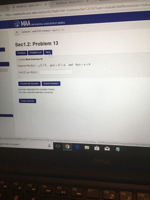 Solved e https://webwork uncc.edu/webwork2/Math | Chegg.com