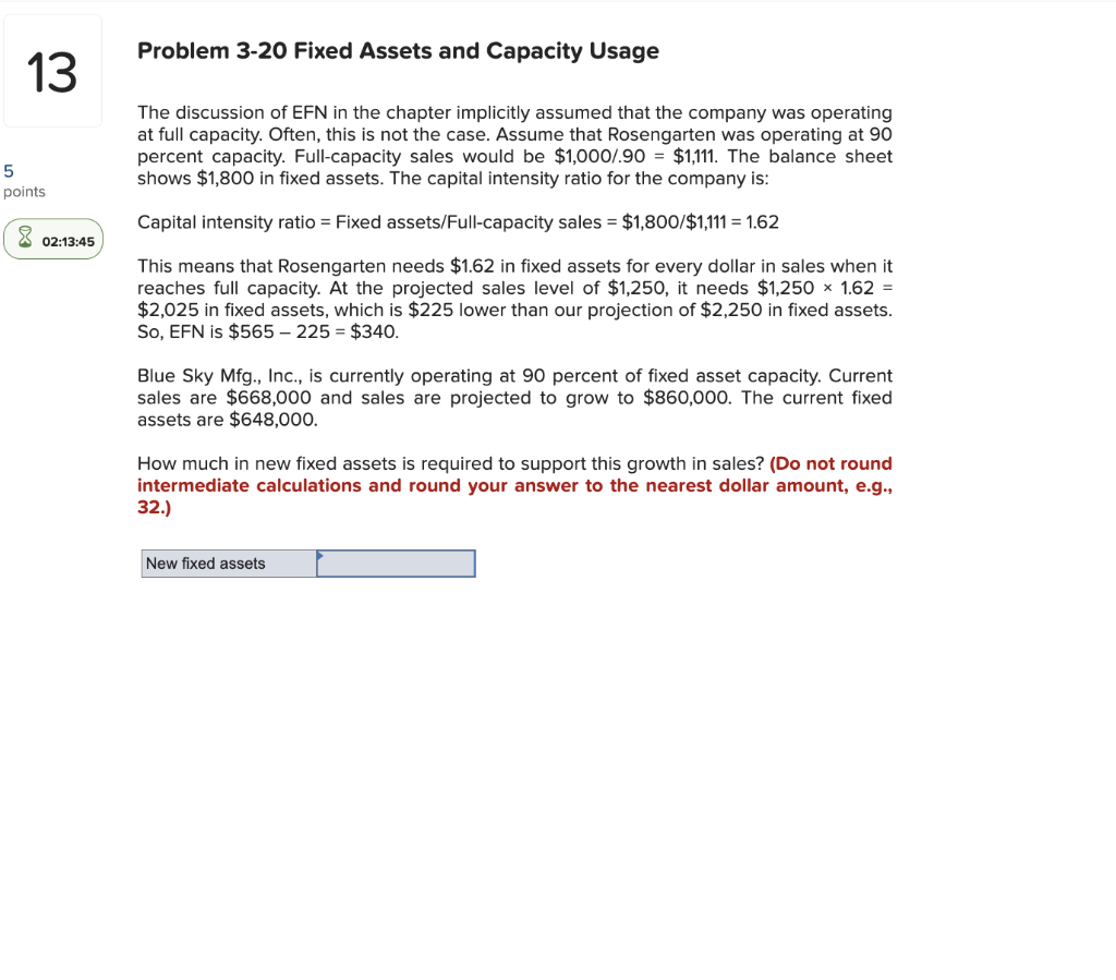 Solved Problem 3-20 Fixed Assets and Capacity Usage The | Chegg.com