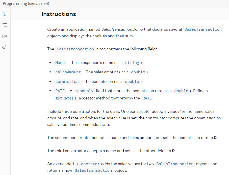 Solved Create an application named SalesTransactionDemo that | Chegg.com