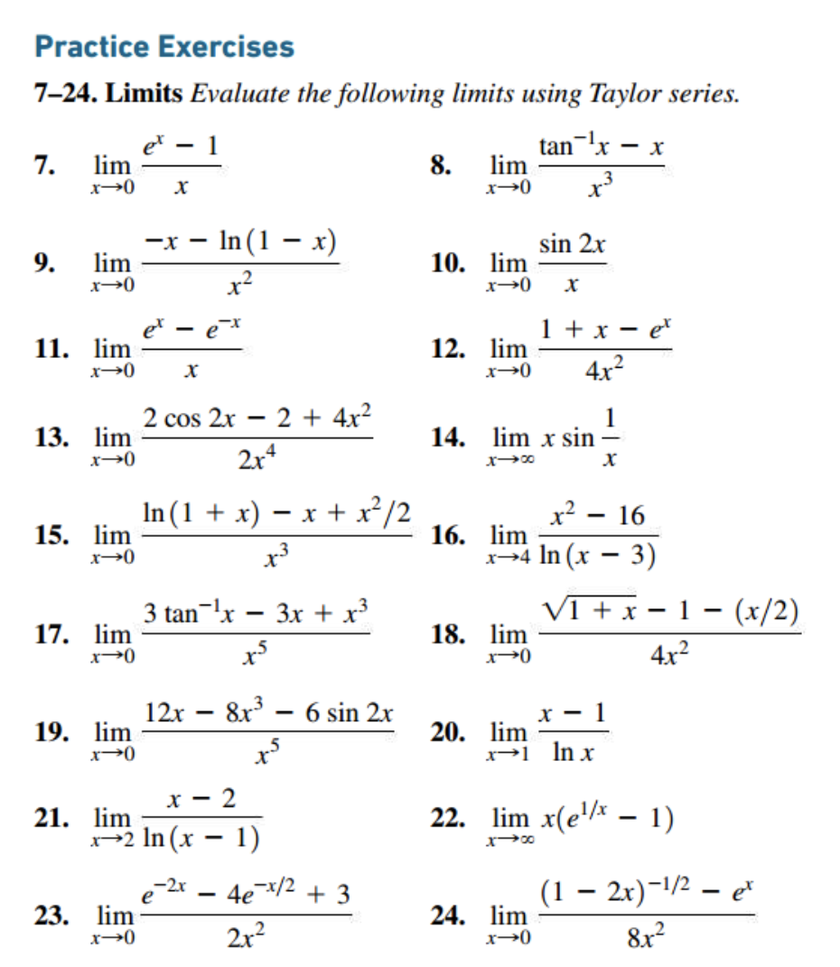 Solved Practice Exercises 7–24. Limits Evaluate the | Chegg.com