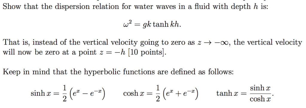 Solved Show that the dispersion relation for water waves in | Chegg.com
