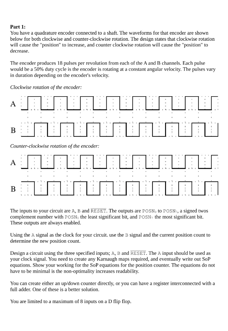 ELEC242 Assignment 2 2019 Quadrature Encoders Due | Chegg.com