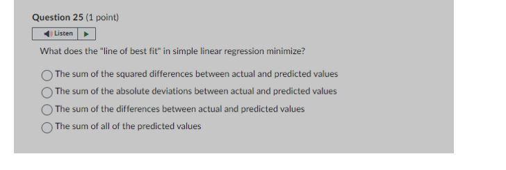 Solved What does the "line of best fit" in simple linear | Chegg.com