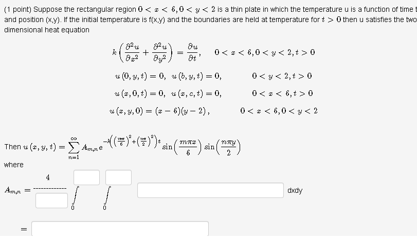 Solved (1 point) Suppose the rectangular region 0