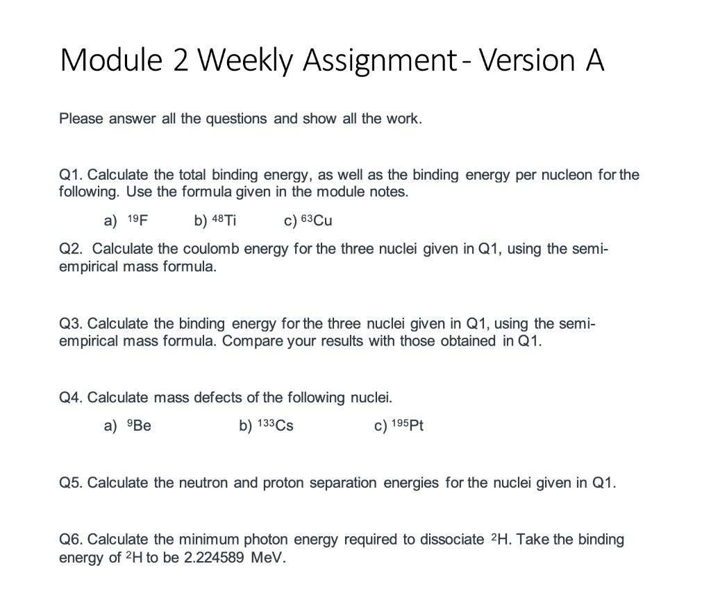 Solved Module 2 Weekly Assignment- Version A Please answer | Chegg.com