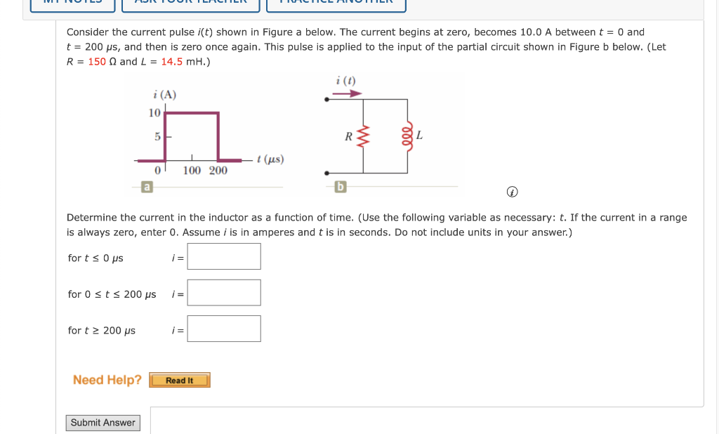 Solved Consider the current pulse i(t) shown in Figure a | Chegg.com