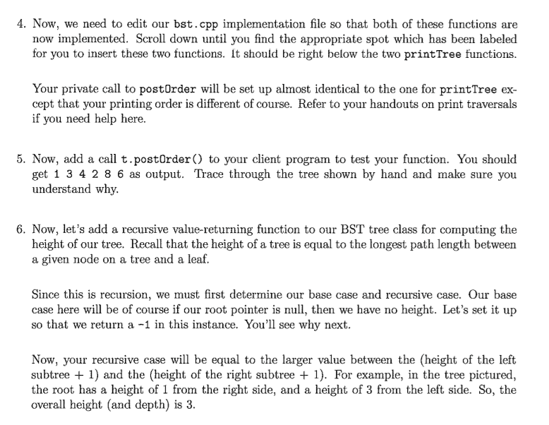 Solved 4. Now, we need to edit our bst.cpp implementation | Chegg.com