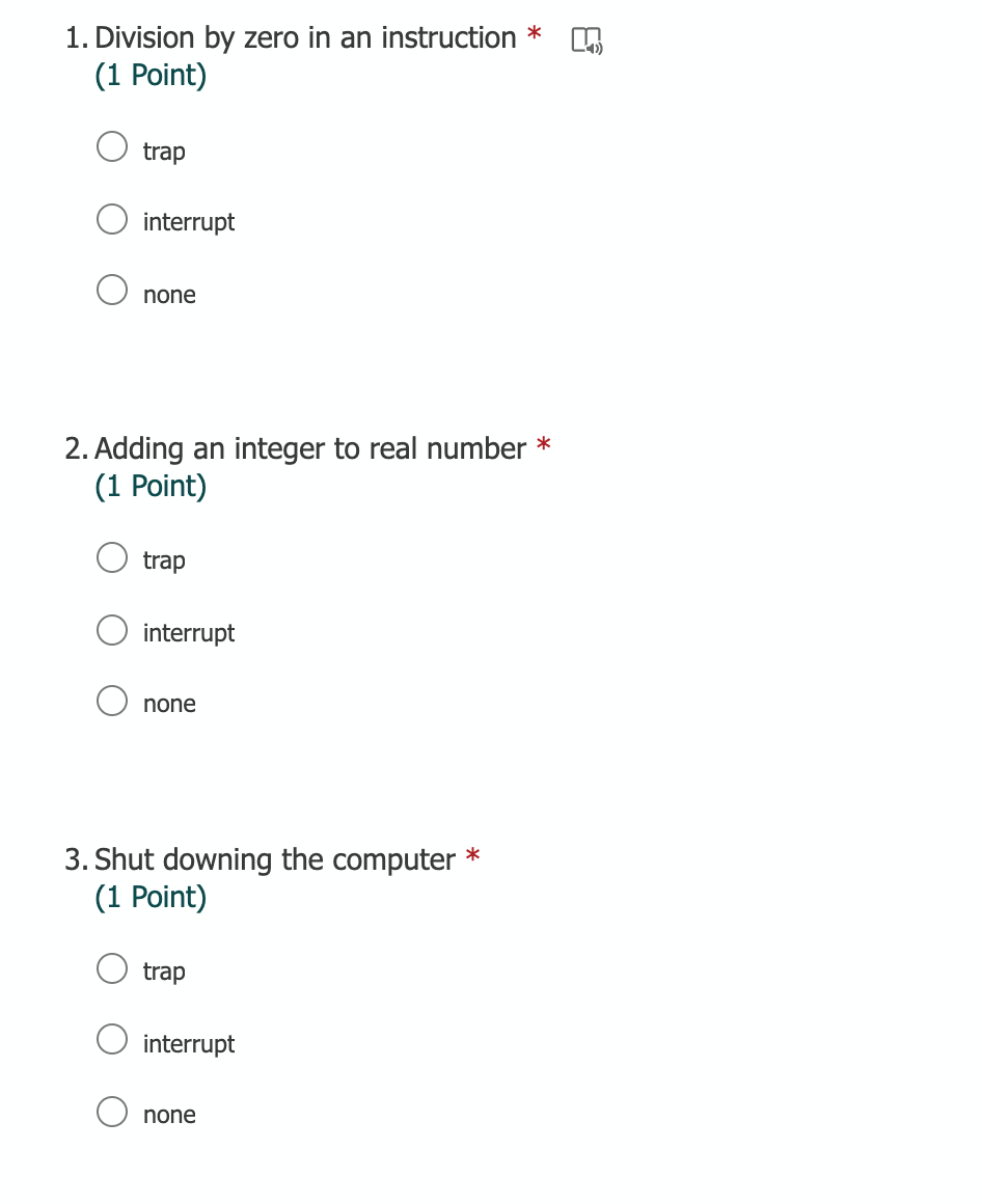Solved 1.Division by zero in an instruction (1 | Chegg.com