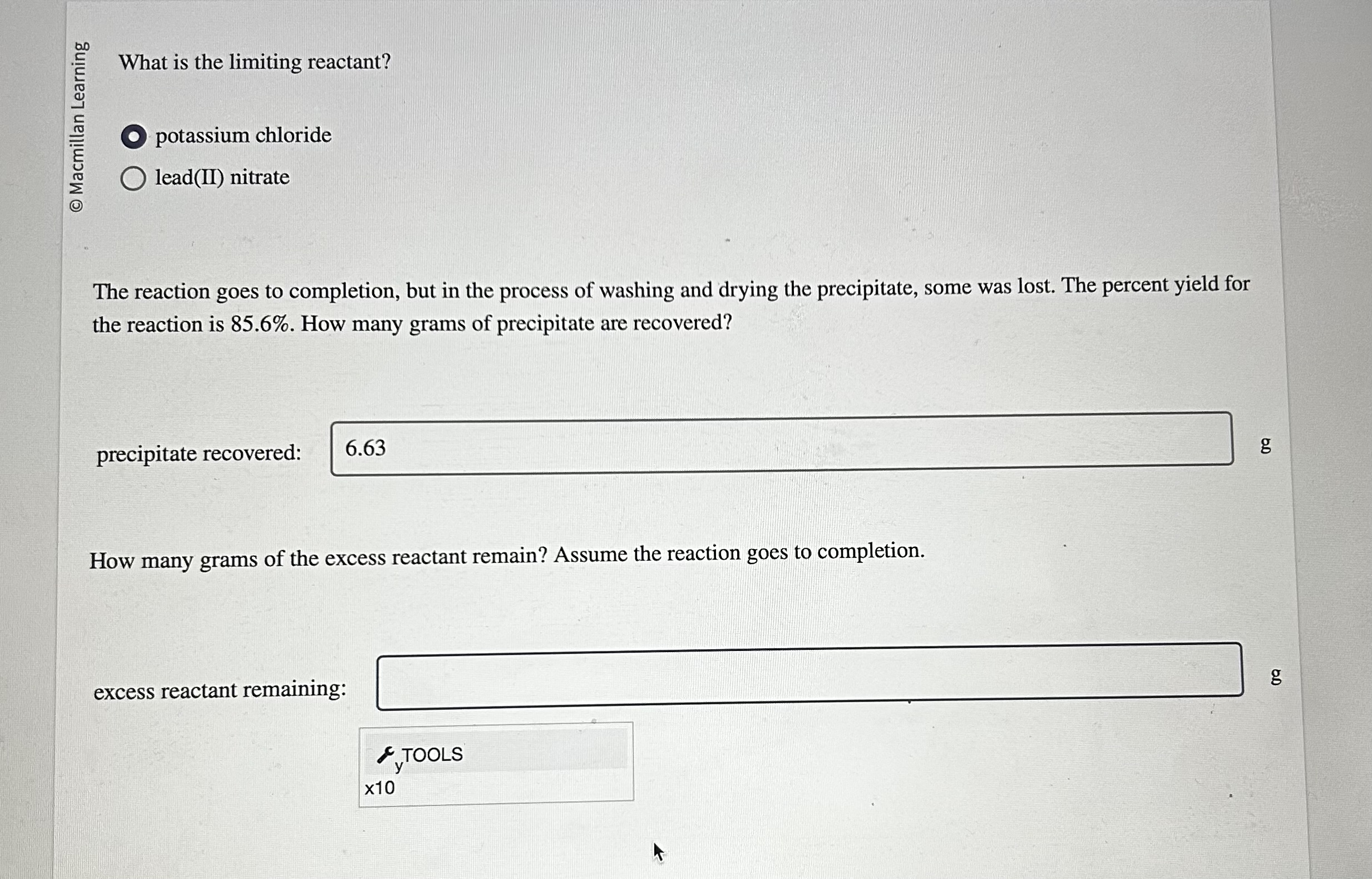 Solved An aqueous solution containing 6.63 g of lead(II) | Chegg.com