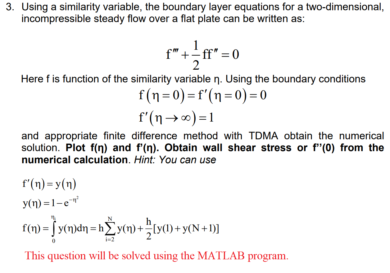 3. Using a similarity variable, the boundary layer | Chegg.com