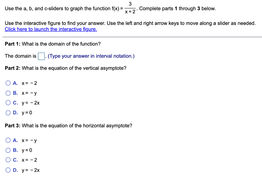 Solved 3 Use the a, b, and C-sliders to graph the function | Chegg.com