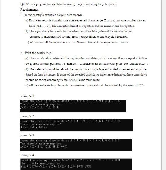 Solved a Q2. Write a program to calculate the nearby map of | Chegg.com