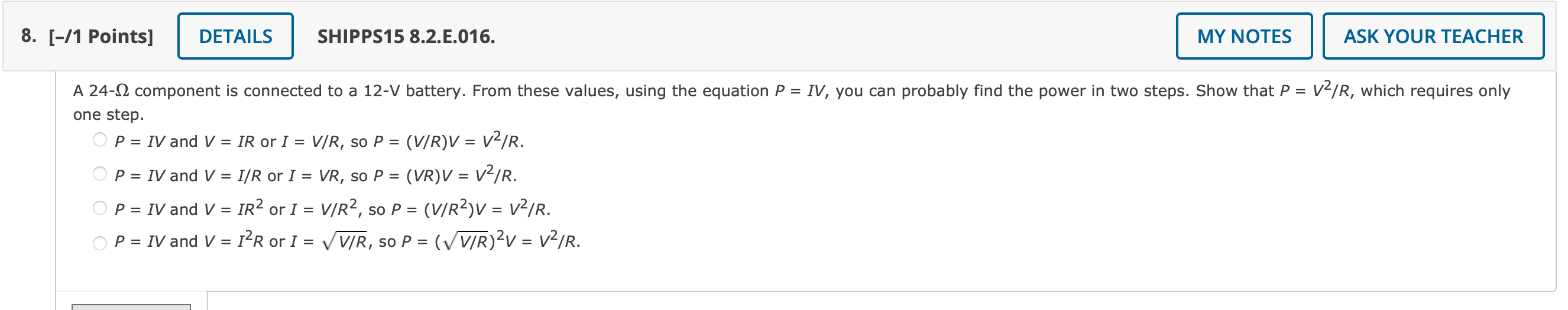 Solved A 24-Ω component is connected to a 12-V battery. From | Chegg.com