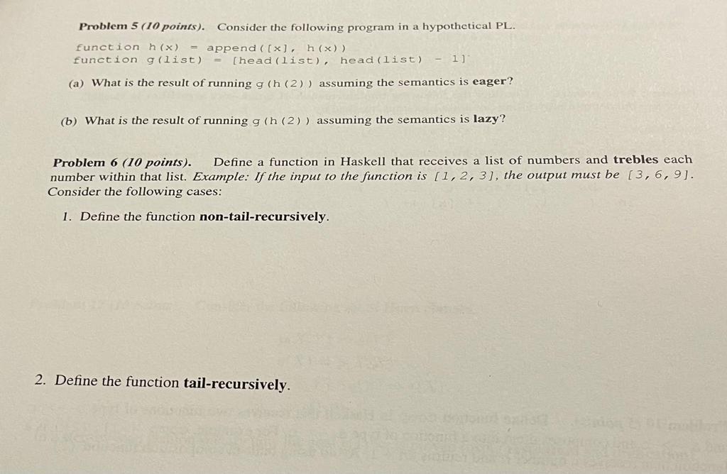 Solved Problem 5 (10 points). Consider the following program | Chegg.com