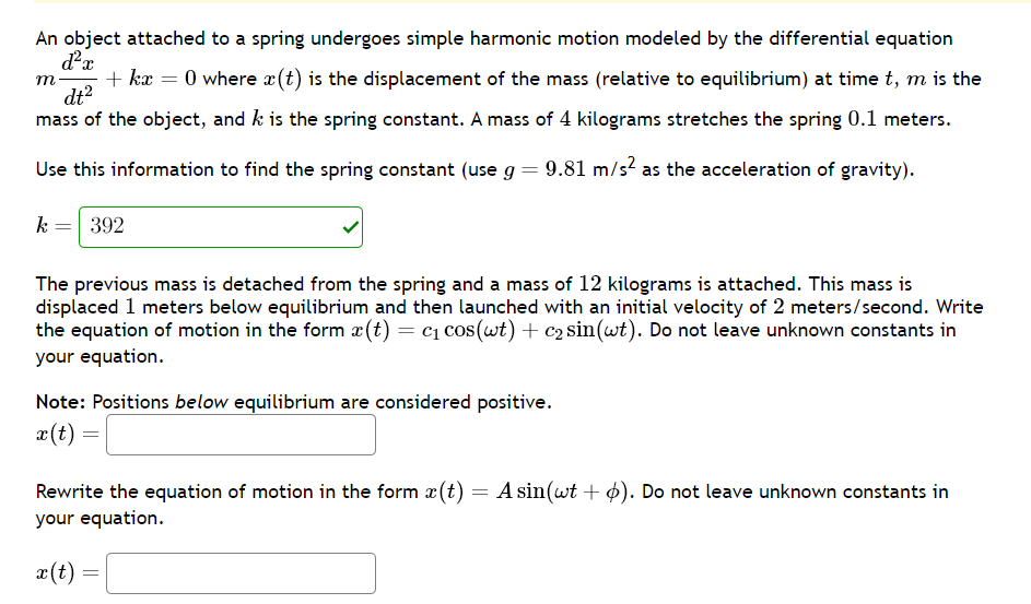 Solved An object attached to a spring undergoes simple | Chegg.com