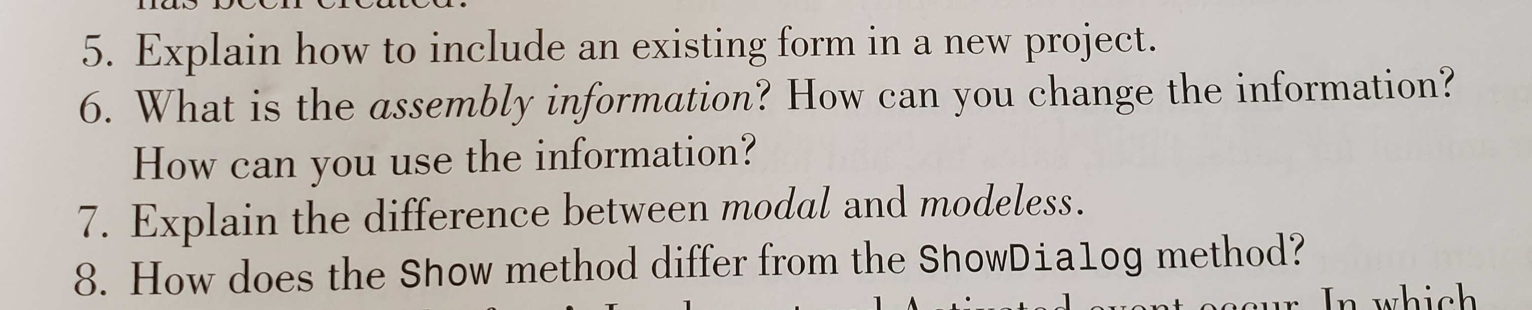 Solved 5. Explain how to include an existing form in a new | Chegg.com
