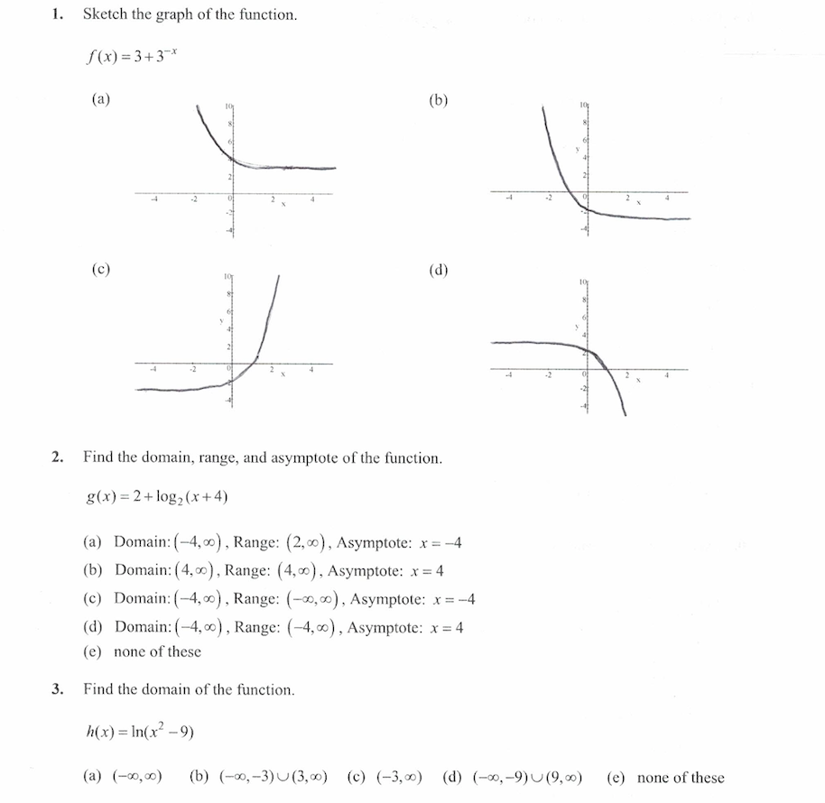 Solved 1. Sketch the graph of the function. f(x) = 3+3** (a) | Chegg.com
