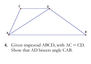 Solved с D B 4. Given trapezoid ABCD, with AC = CD. Show | Chegg.com