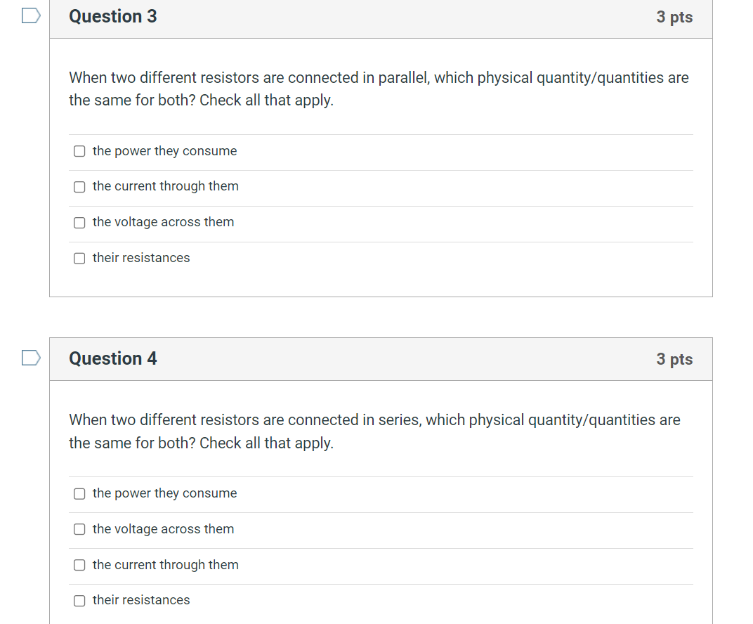 Solved When two different resistors are connected in | Chegg.com