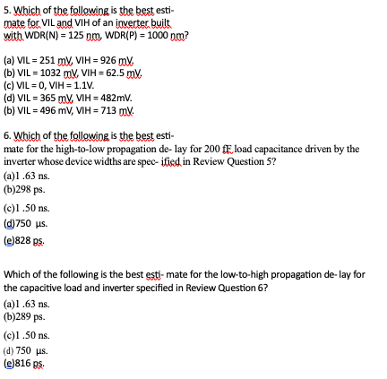 Solved 5. Which of the following is the best esti- mate for | Chegg.com