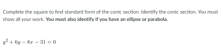 Solved Complete the square to find standard form of the | Chegg.com