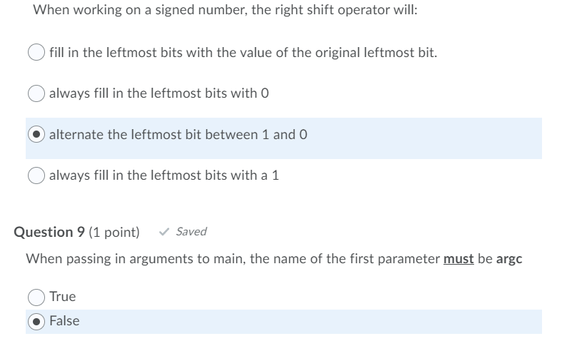 Solved When working on a signed number, the right shift | Chegg.com