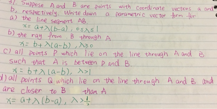 Solved Suppose A and B are points with coordinate vectors a | Chegg.com